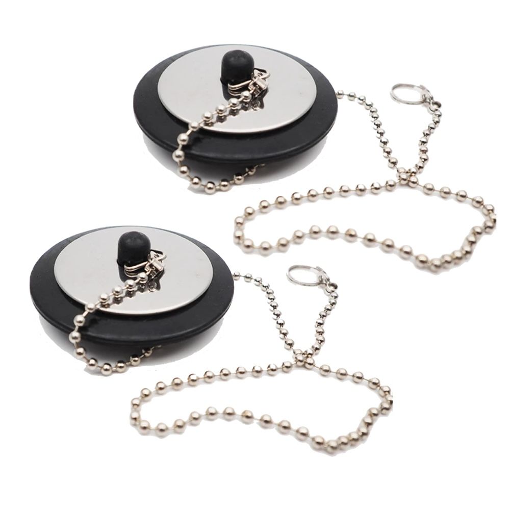 Kitchen Tool Rubber Tub Plug With Chain Sink Strainer (5CM) Set Of 2 ...