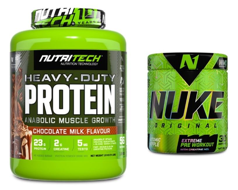 Nutritech Heavy-Duty Whey Protein With Nutritech Nuke Original Pre ...