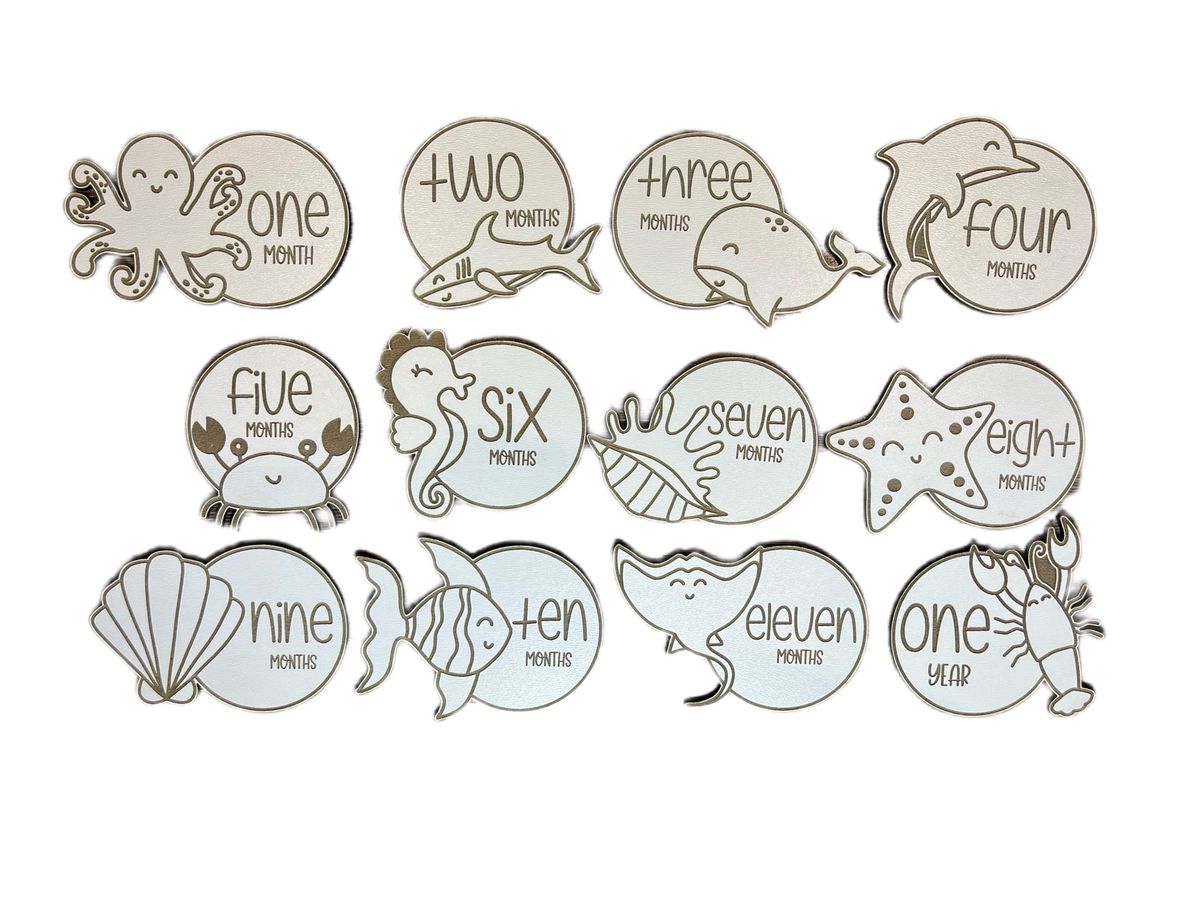 Sea Ocean Creatures Life Milestone Cards For Baby Newborn Gift | Shop ...