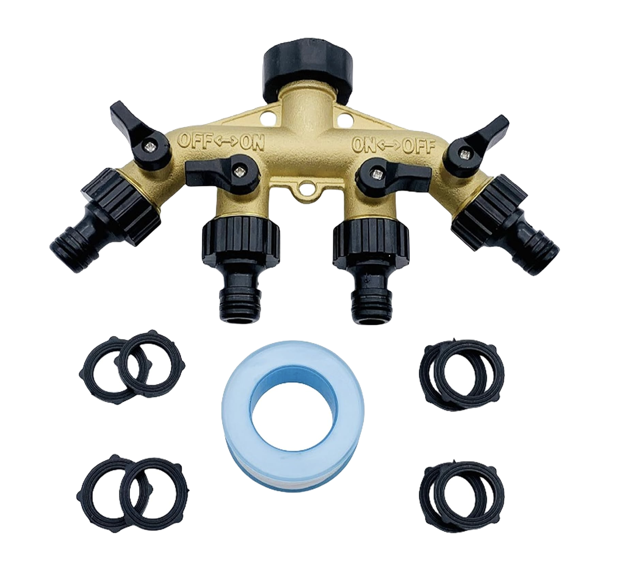 Garden Outdoor Solid Brass 4 Way Hose Water Distributor - 25cm | Shop ...