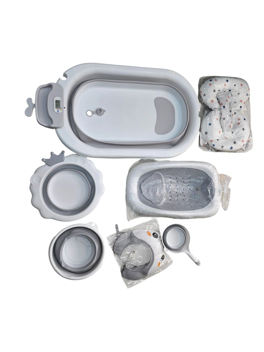 Babies-Up Foldable New Born Bath With Attachments, Mat/Rack/Cup Set ...