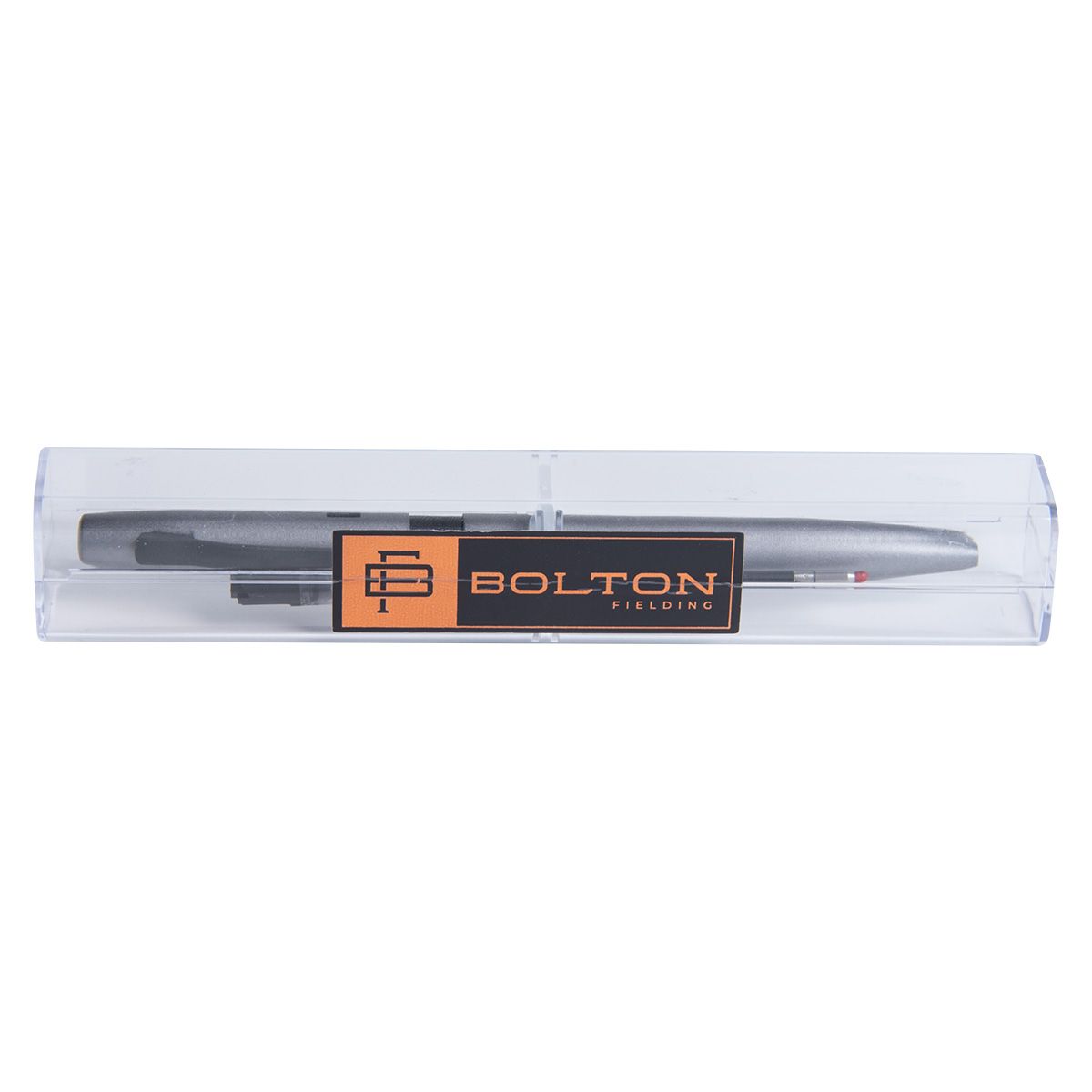 Bolton Flat Clicker Silver Pen With Pen Refill In Acrylic Gift Box ...