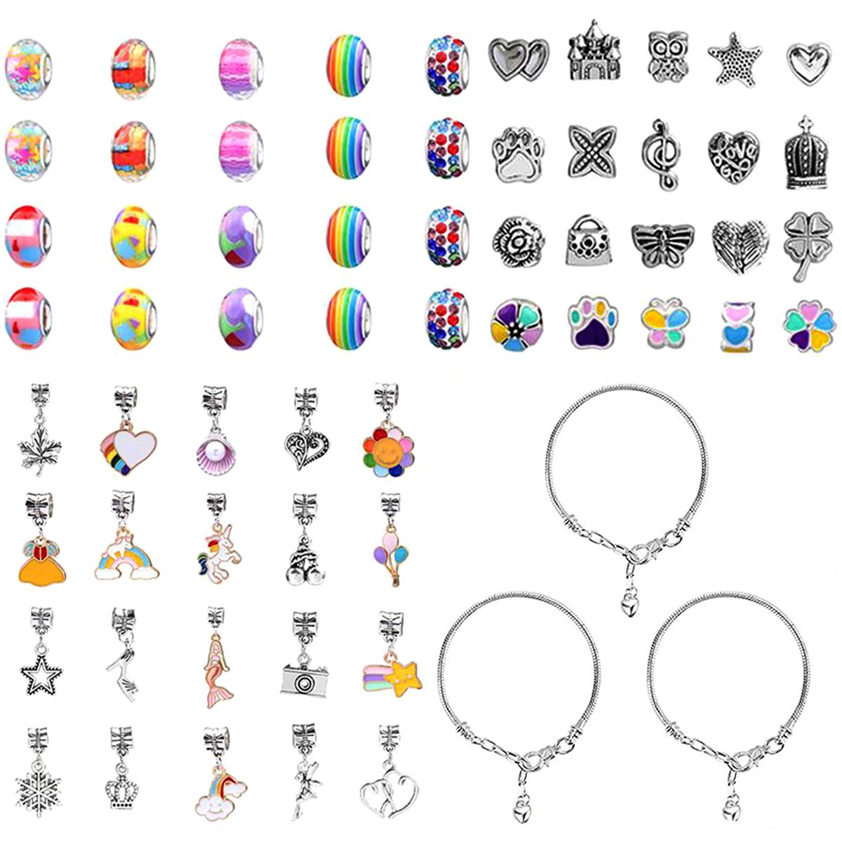 DIY Charm Bracelet Making Set Beads Jewelry Making Set Gift Box ...