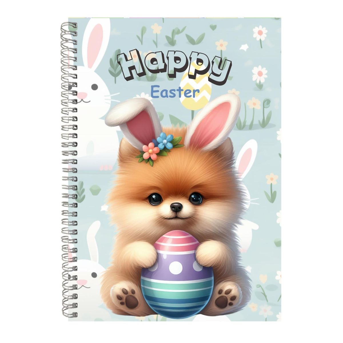 Cute pup A4 Notebook Spiral and Lined Dog Easter Graphic Notepad ...