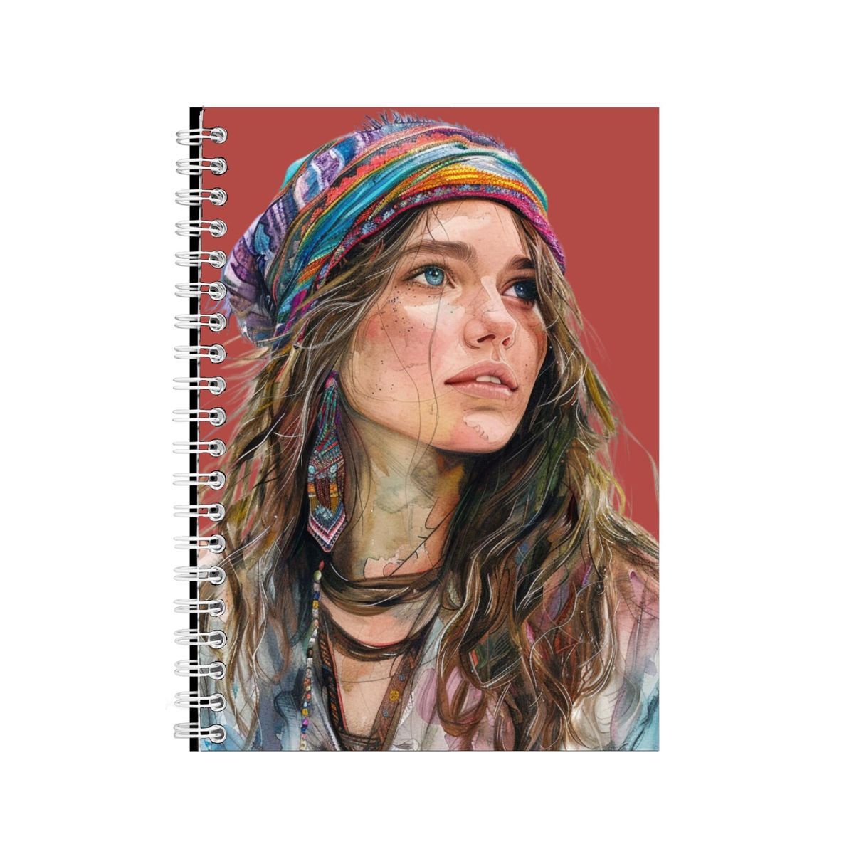Boho Girl A5 Notebook Spiral and Lined Trendy Girls Graphic Notepad ...