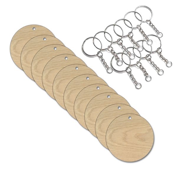 5cm Oak Blank Round Keyring with Keychains | Shop Today. Get it ...