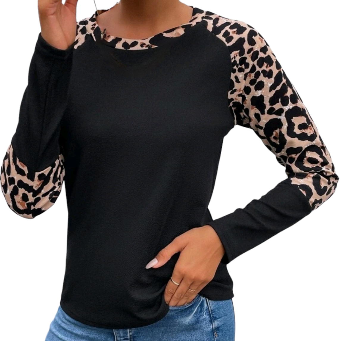 Women's Long Sleeve Top - Leopard Print Sleeve | Shop Today. Get it ...