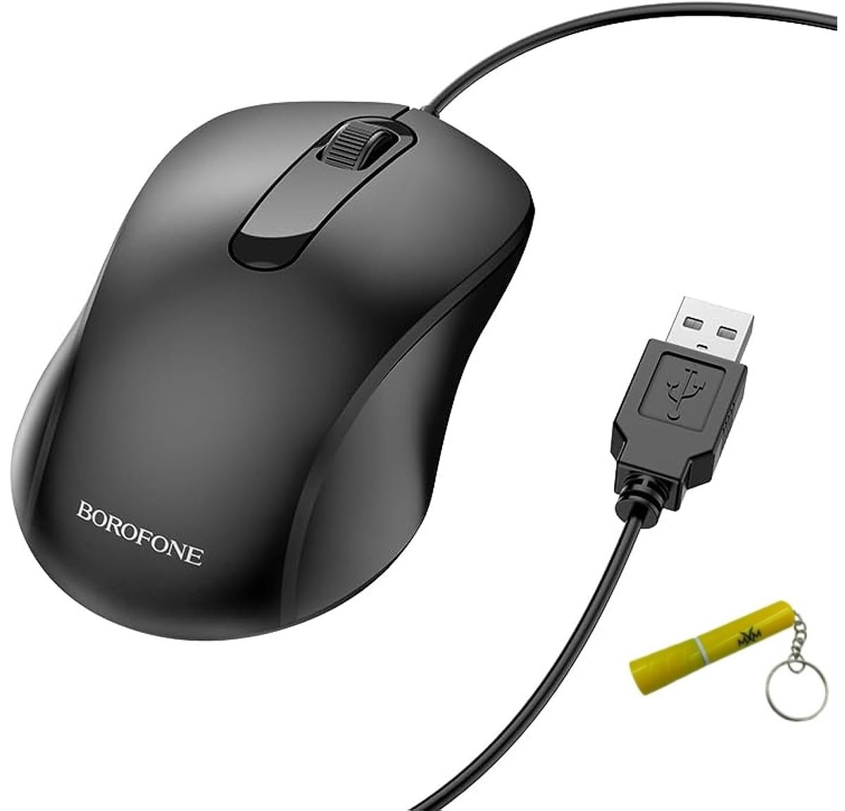 Borofone Sensitive Business Wired Mouse With MXM Keyring Flashlight ...