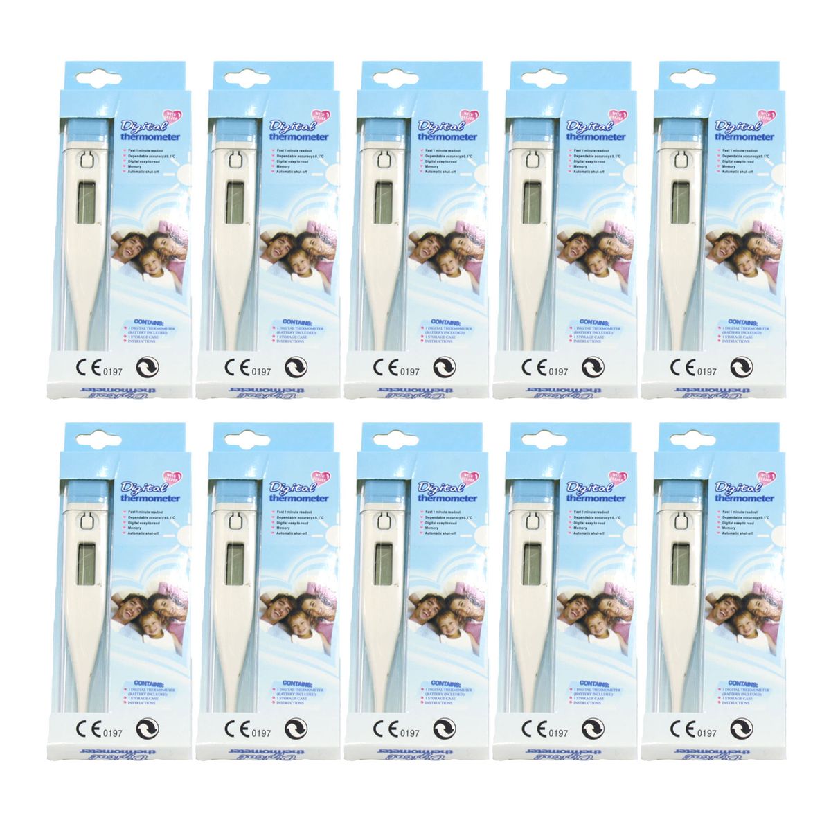 Portable Digital Thermometer With Storage Case & Batteries - 10 Pack ...