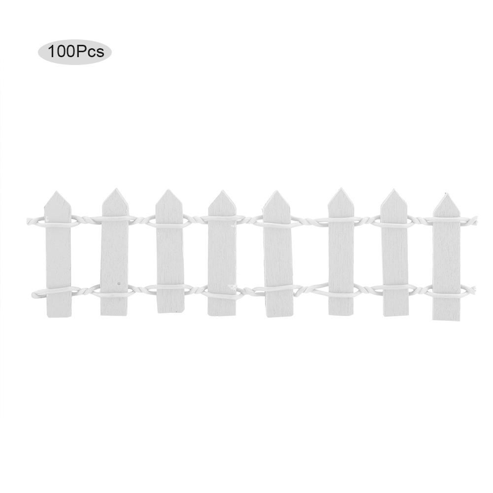 100 Piece Mini Wood Garden Fence for Succulent Plant Pot Decor White ...