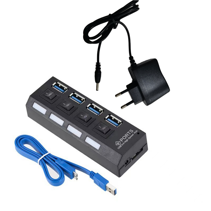 USB 3.0 Power Adapter 4 Ports Multi USB Hub 3.0USB Hub 50CM EU plug ...