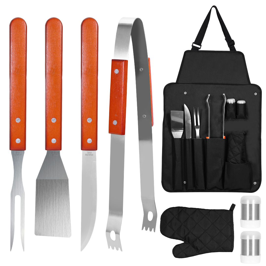 Wooden Braai Set with Apron Braai BBQ Grill Utensil Tool Set of 8 | Shop Today. Get it Tomorrow ...