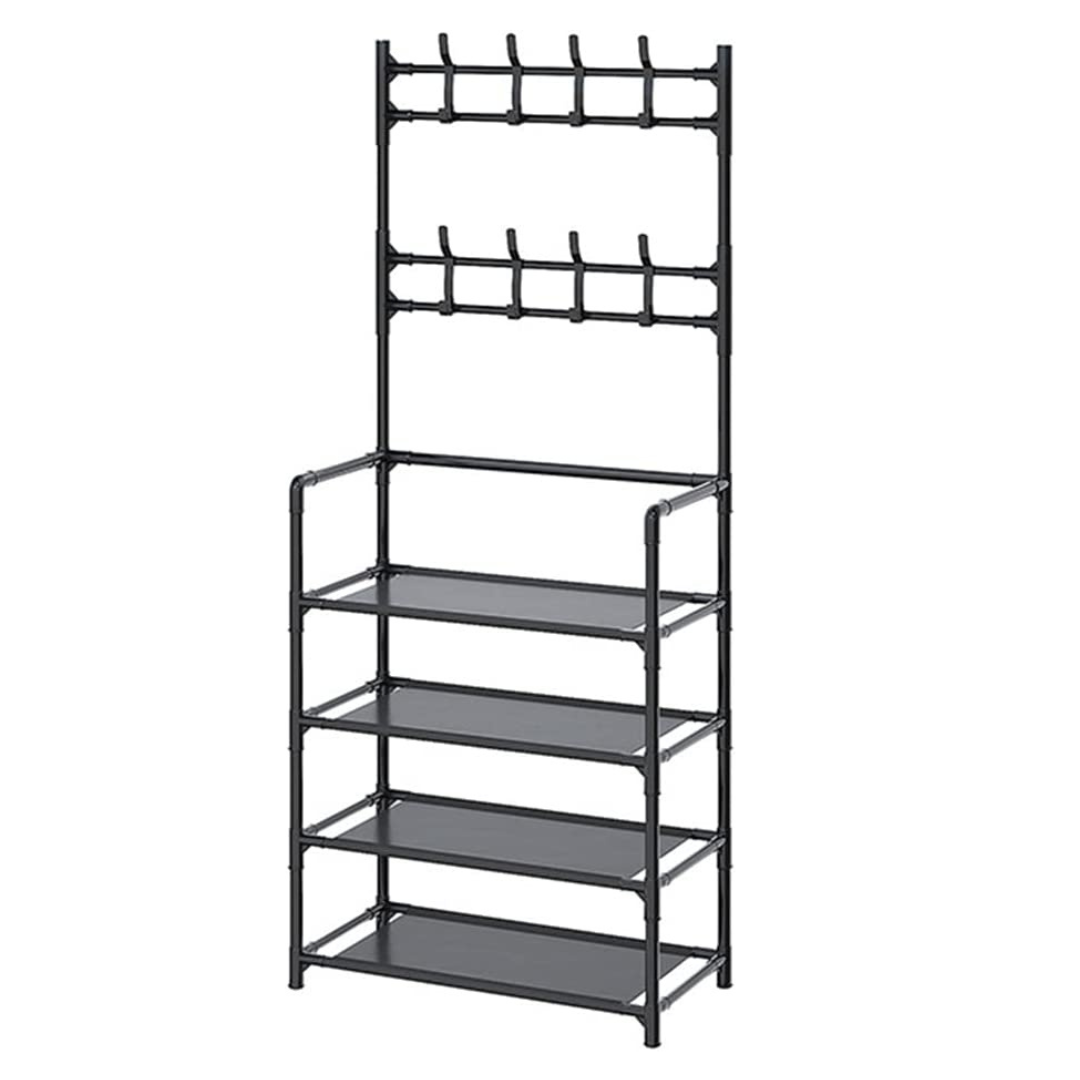 Multifunctional 4 Tier Shoe Rack With Coat Hanger for Storage ...