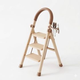 RYNCENM 3-Step Stainless Steel Folding Step Ladder with Handgrip Non ...