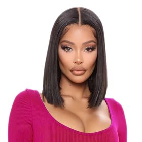 VSP 14-inch Brazilian Straight Human Hair Wigs Short Bob Lace Front ...