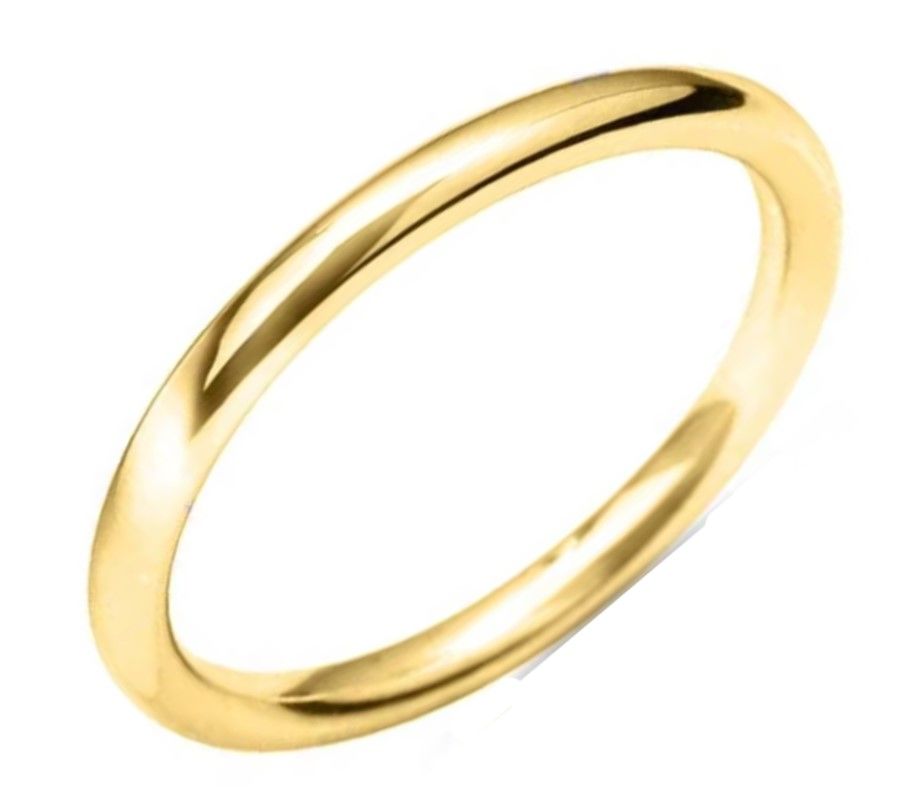 Stainless Steel Gifts Stunning-2mm broad-plain round wedding band-Gold ...