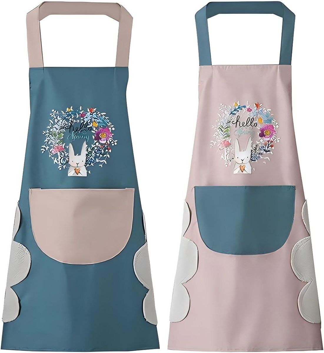 2 Piece Women Kitchen Apron with Hand Wipe Pockets, Big Pocket | Shop ...