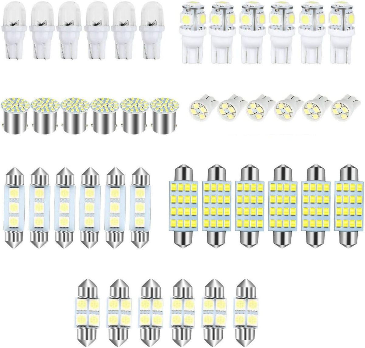 42 Piece Led Bulb Kit 12V Led Dome Light T10/2835/5050/1156 For Car ...