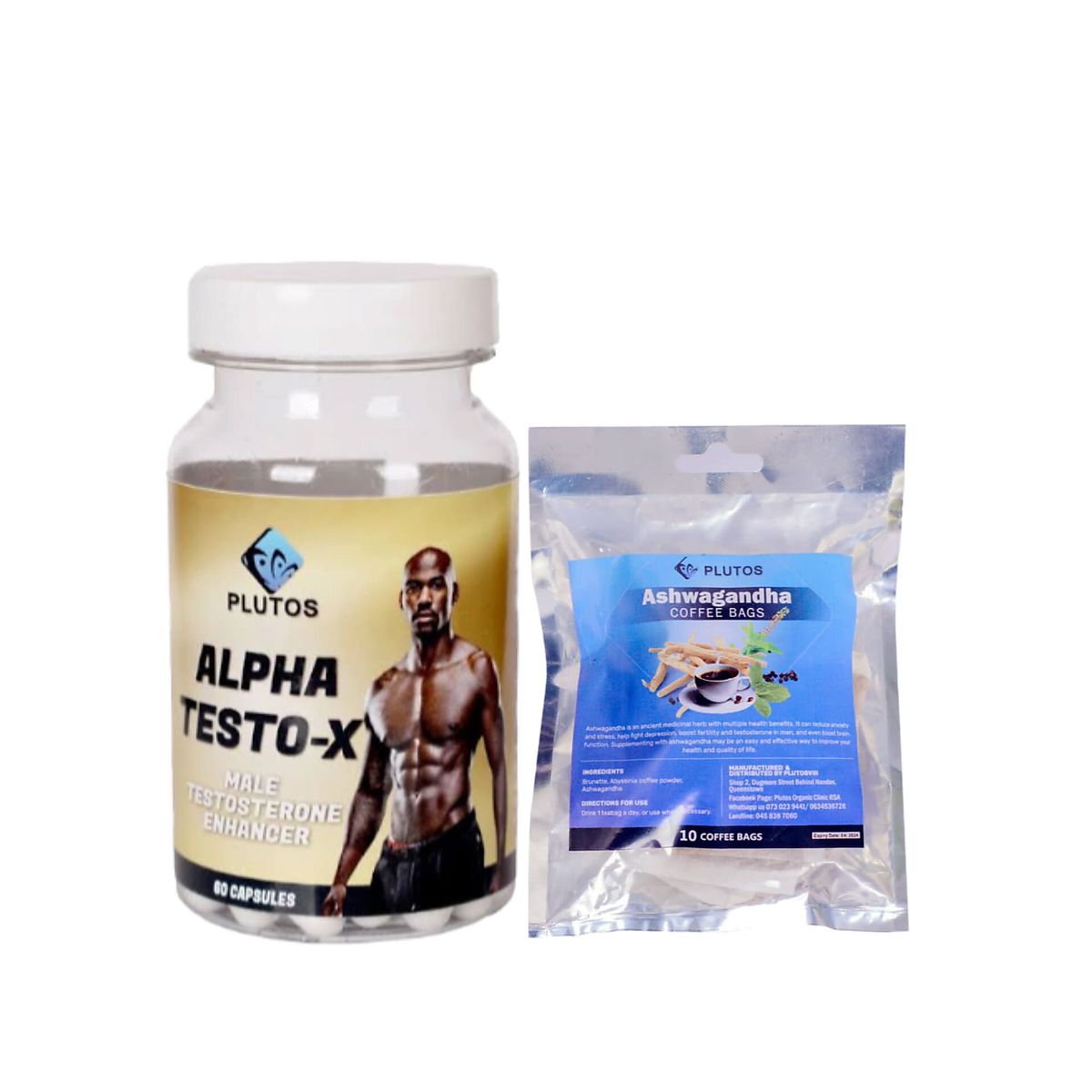 Plutos Ashwagandha Coffee Bags and Alpha Testo X Male Testosterone ...
