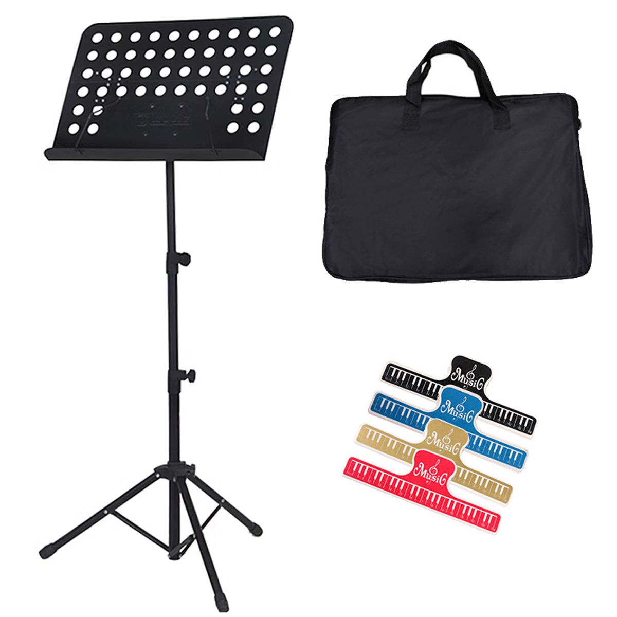 Adjustable Music Stand Set with Bag & Music Sheet Clips Sheet Notes ...