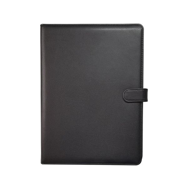 A4 Slim Genuine Leather Folder with Tab Closure - Black | MIRELLE ...