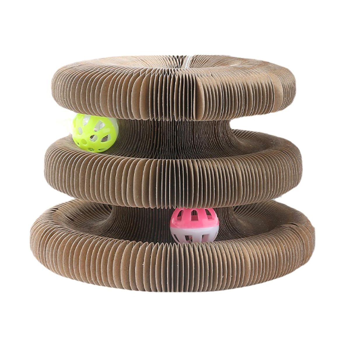 Foldable Accordion Cat Scratch Board Cat Toys, Cat Toy Post Ball Track ...