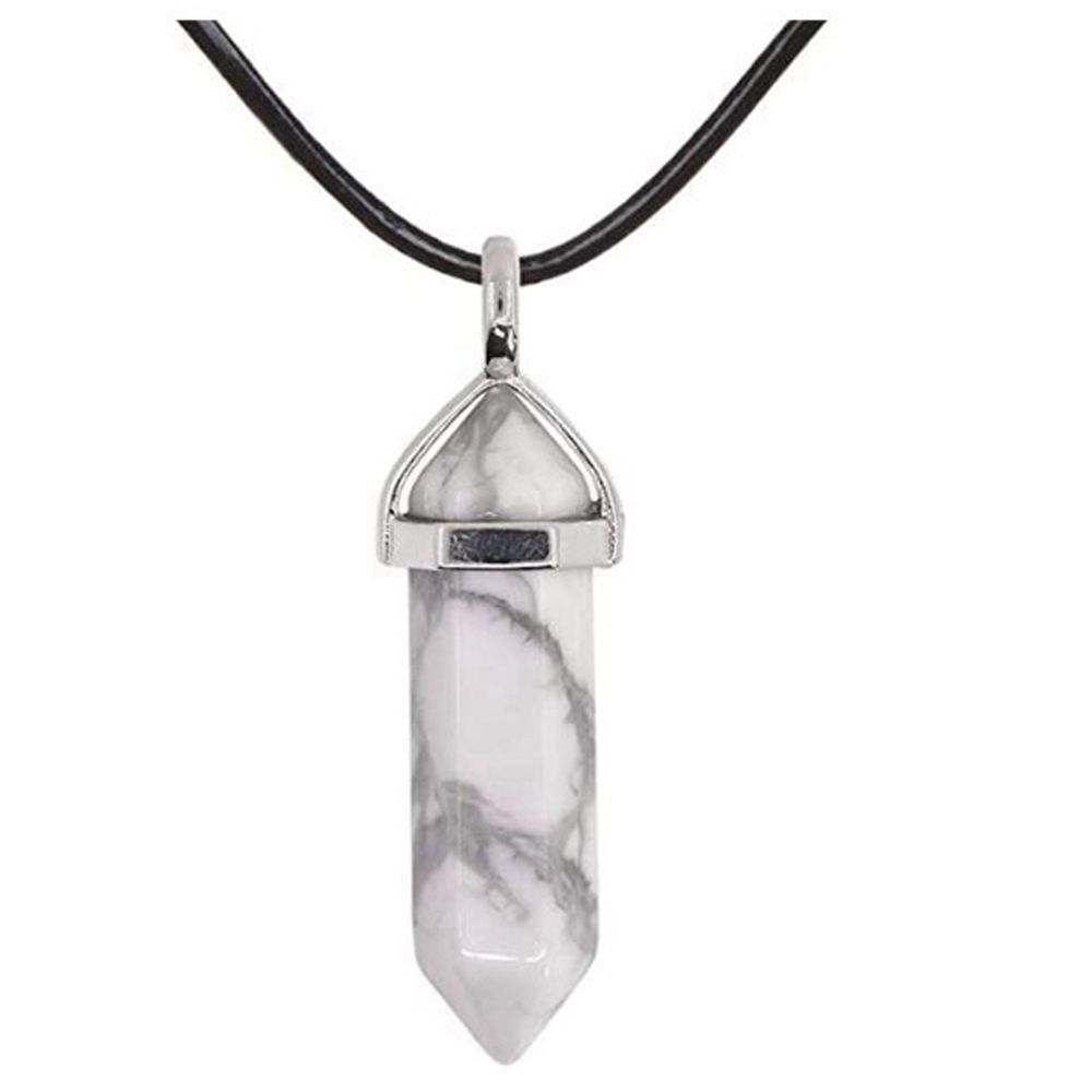 Pendant Natural Healing Gemstone with Necklace - White Howlite crystal ...