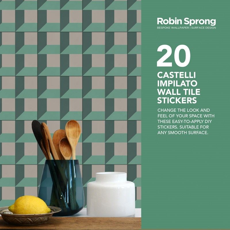 Robin Sprong Pack of 20 15 x 15 cm Castelli Impilato Wall Tile Stickers ...