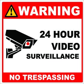Warning 24 Hour video Surveillance No trespassing Sign 29x29cm-2 Pack ...