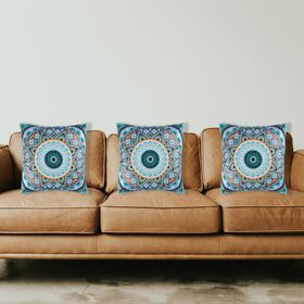 Creative Deco Set of 3 Mandala VELVET Cushions with Filling - Teal ...