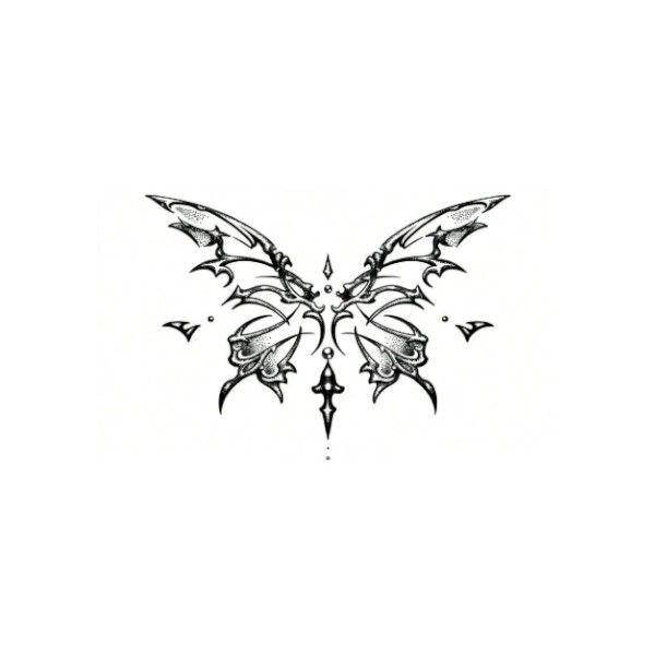 Butterfly Design Temporary Tattoo With Edgy Details - Black | Shop ...
