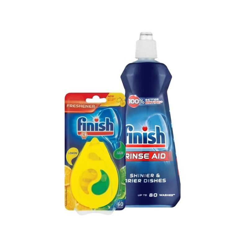 Finish 2-Piece Dishwashing Bundle - (Lemon & Line Freshener and Rinse ...