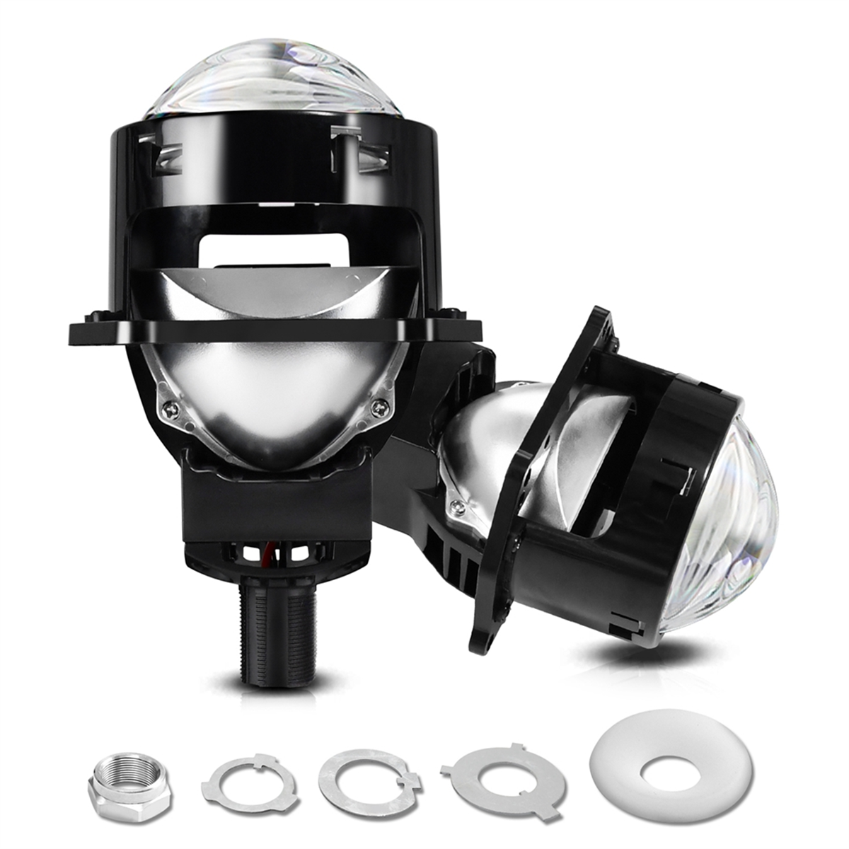 3 Inch Bi LED Projector Lens White Headlight Halo Lights for H4 LHD ...