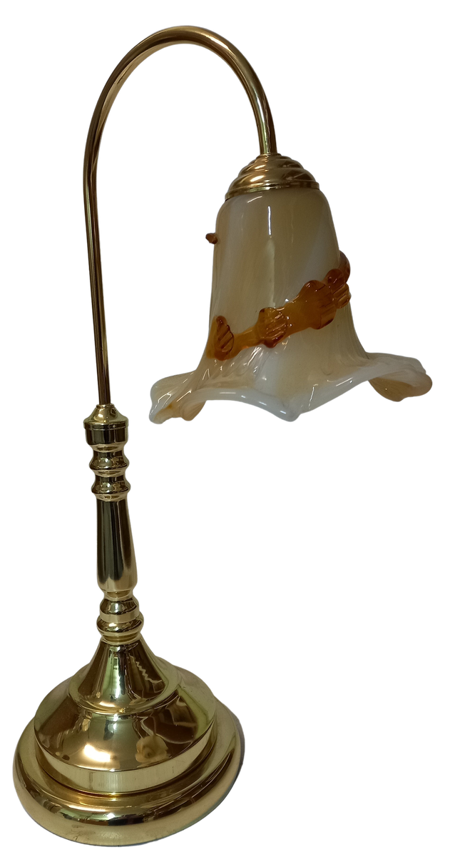 Traditional Brass Table Lamp with Amber Glass Shade | Shop Today. Get ...