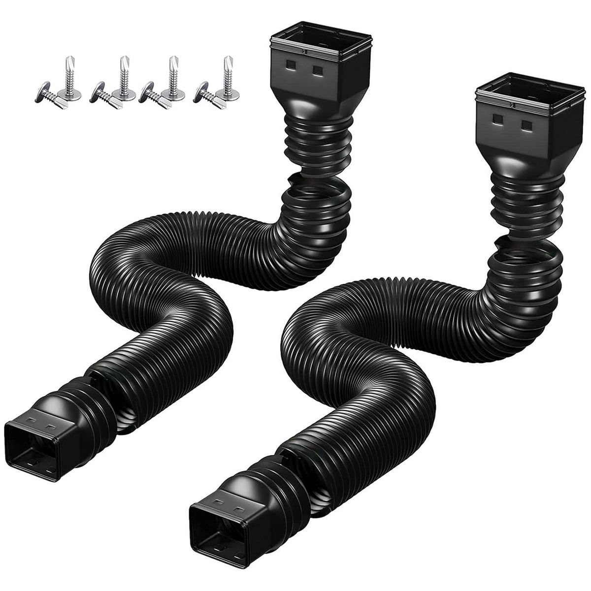 2 Pack Gutter Downspout Extensions (Black) with Screws | Shop Today ...