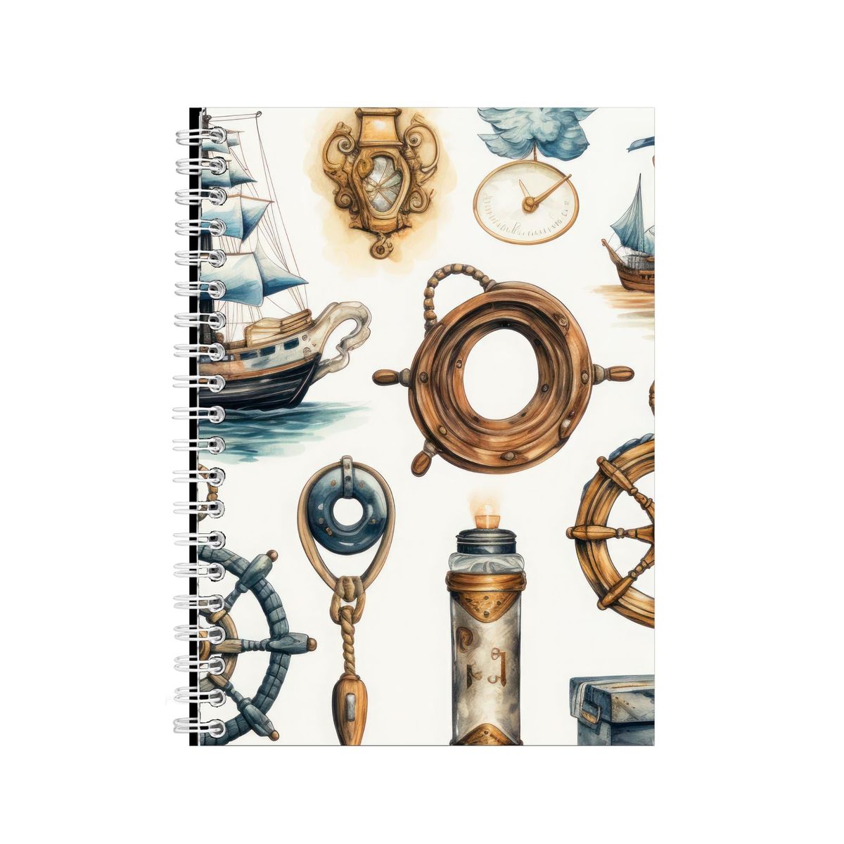 Nautical15 A5 Notebook Spiral Lined Trendy Nautical Graphic Notepad ...