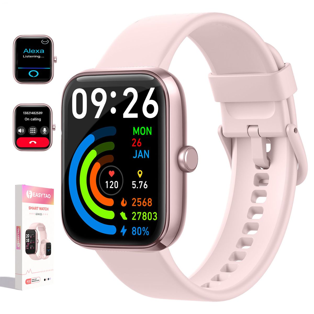 Alexa Smart Watch for Women Men Fitness Tracker Smartwatches -Pink ...