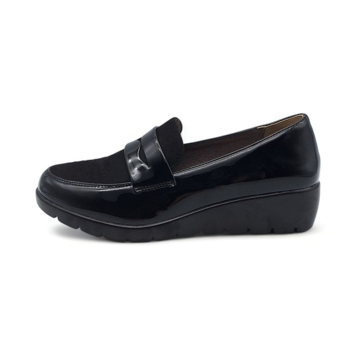 TTP Women Black Wedge Round Toe Slip On Loafers XB3705 | Shop Today ...