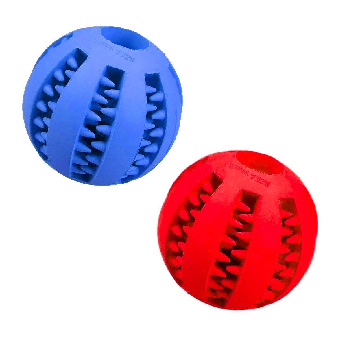 Treat Ball Dog Chewing Teeth Cleaning Toy - Red & Blue (2 Pack) | Shop ...