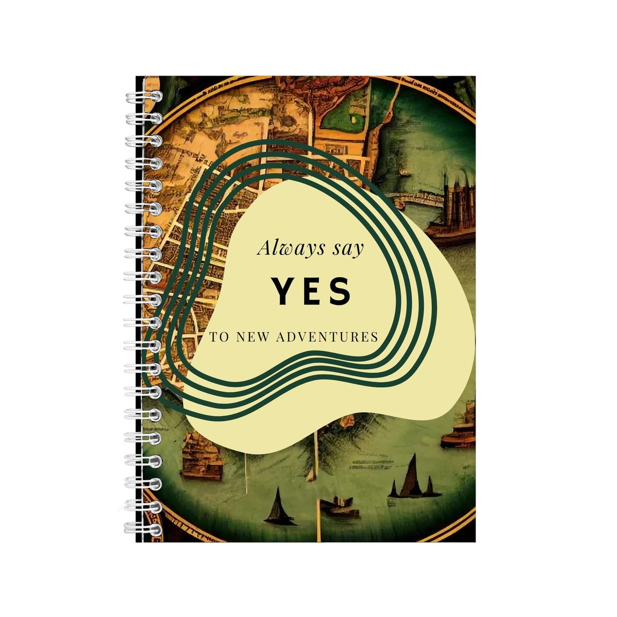 Yes A5 Notebook Spiral and Lined Travel Graphic Notepad Design Present ...