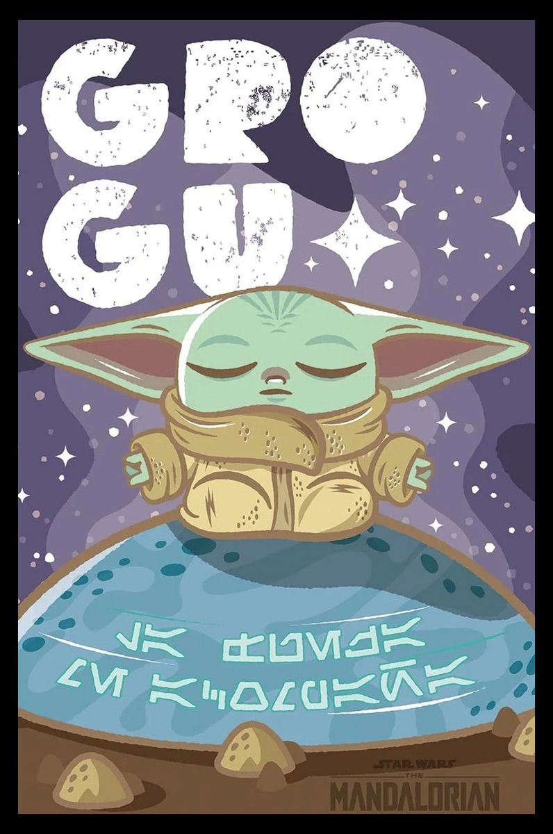 Star Wars: The Mandalorian (Grogu Cuteness) Poster with Black Frame ...