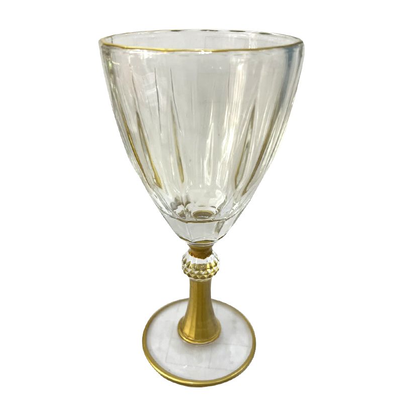 6 Pieces New Design Rational Pattern with Gold Trim Wine Glass | Shop ...
