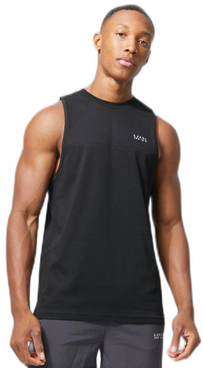 boohooMAN - Man Active X Andrei Gym Regjular Fit Racer Tank Top - Black ...
