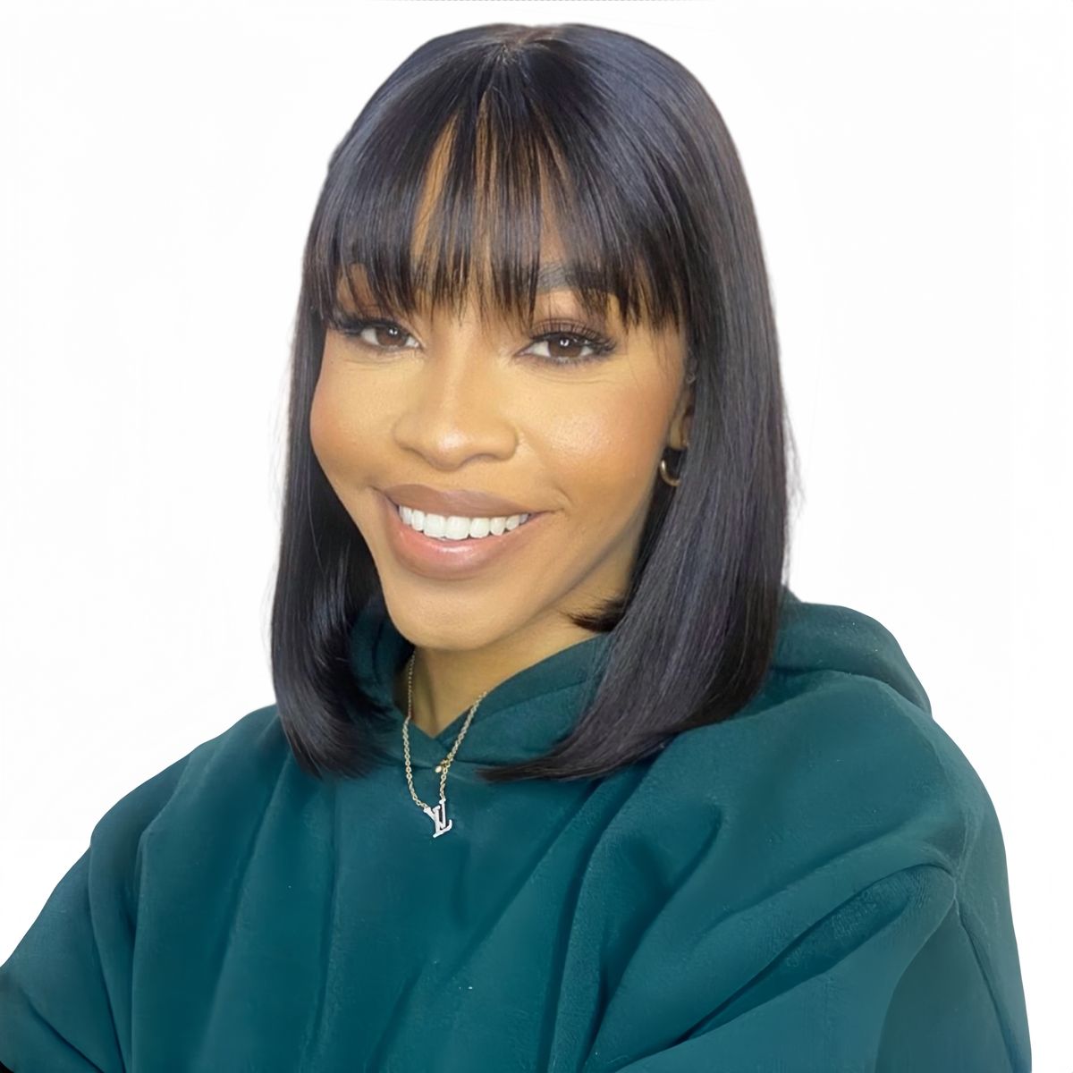 Luvée 12-inch Fringe Wig Bob Full Frontal Straight Wig Human Hair ...