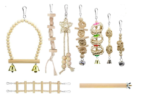 9 Piece Parrot Bird Colourful Swing Toys Interactive Play Toy Set ...