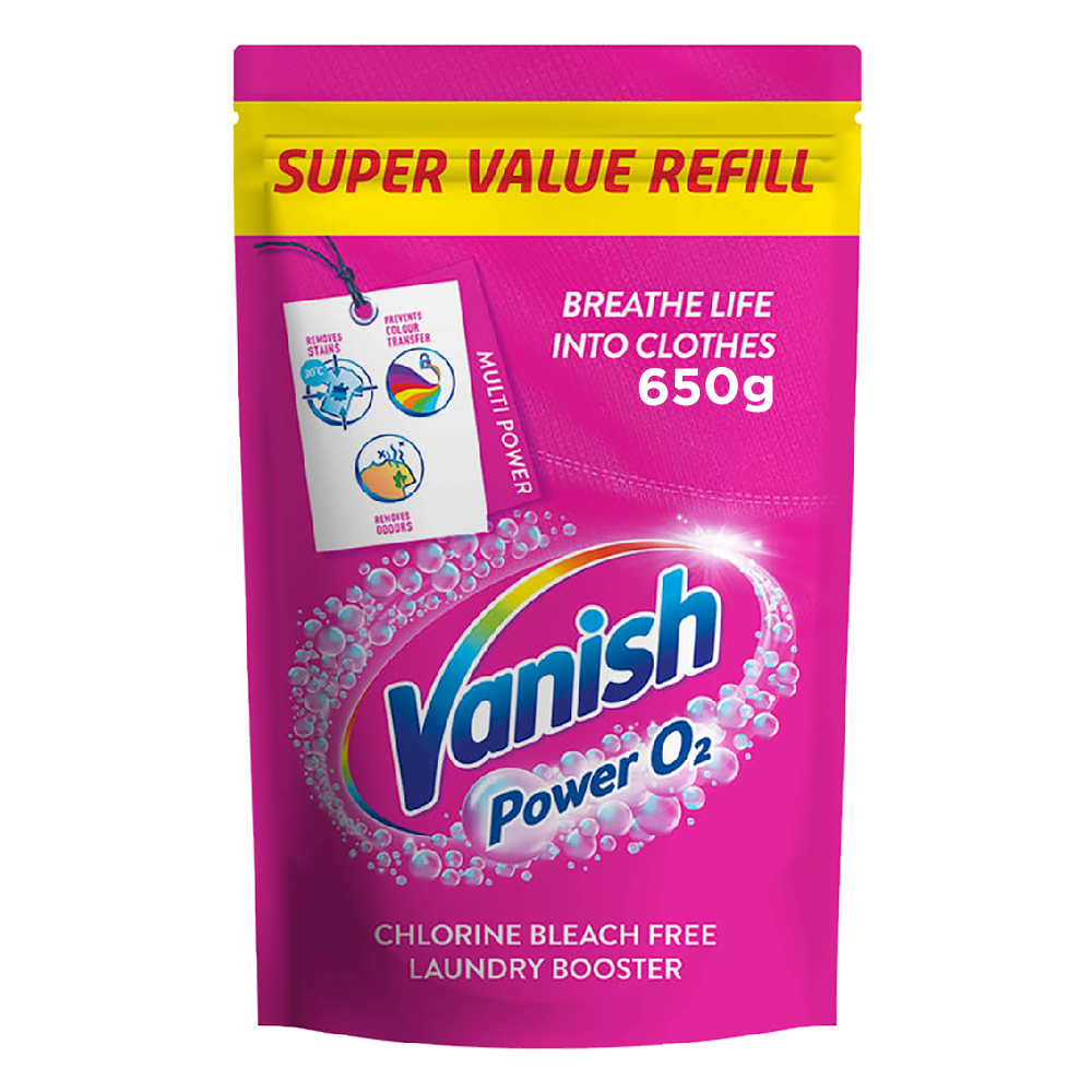 Vanish 650g, Laundry Stain Remover, Power O2 Pink, Multi-Action Powder ...