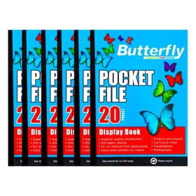 Butterfly Pocket File - A4 50 m 20 Pocket Display Book x 6 | Shop Today ...
