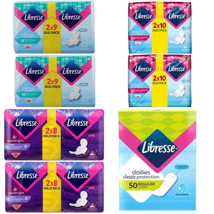 Libresse Maxi - Goodnight and Regular and Long Pads and Classic Liners ...