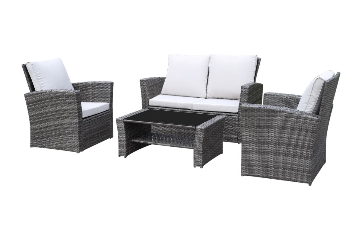 Outdoor Wicker Patio Sofa Set 4 Piece Ensemble Grey Shop Today. Get it Tomorrow takealot