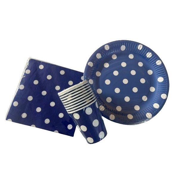 Polka Dot Theme Paper Party Cups, Plates & Serviettes - Party Pack for ...